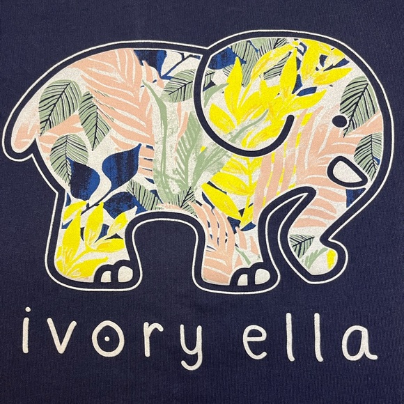 ivory ella | Tops | Ivory Ella Navy Blue Tropical Elephant Tee Shirt ...